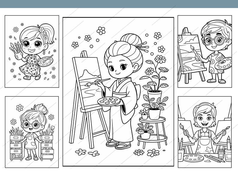 Art Class Coloring Book/28 Coloring Pages/digital Download/cute Kawaii ...