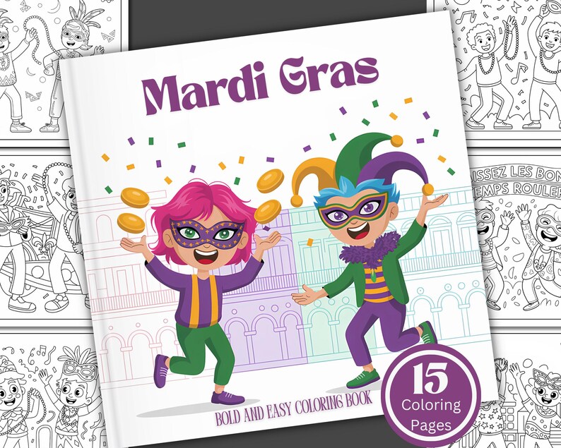 Mardi Gras Coloring Book/15 Coloring Pages/digital Download - Etsy