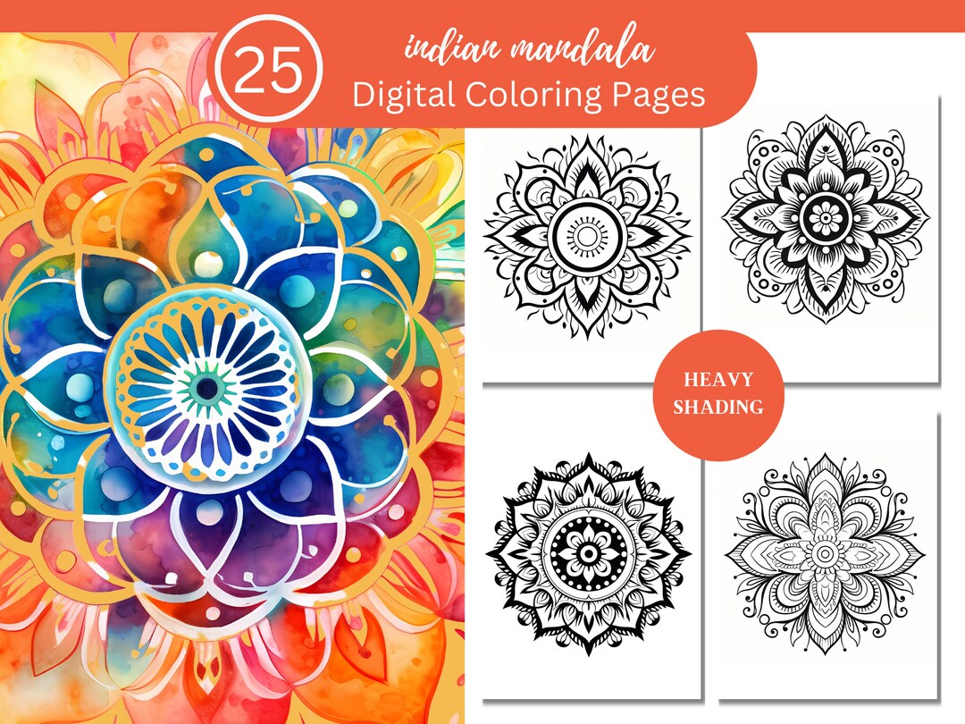 DISCONTINUED Indian Mandala Coloring Book/25 Coloring Pages to Relax ...