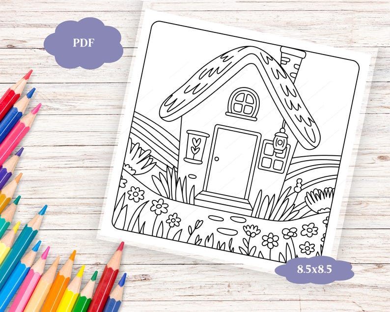 Tiny Cute Home Coloring Book/22 Coloring Pages/digital Download/cutesy ...