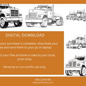 Truckin' Fun Coloring Book/50 Coloring Pages/digital Download/coloring ...