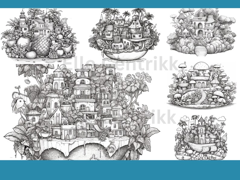 30 Little Island Worlds Coloring Pages Instant Digital Download ...