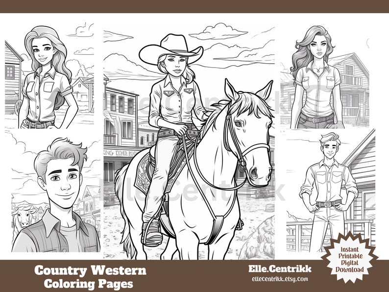 Wild West Wonders: 40 Country and Western Coloring Pages - Etsy
