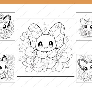 Kawaii Butterfly Floral 1 Coloring Book/40 Coloring Pages/gift Giving ...