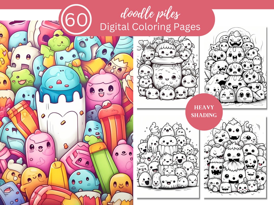 Doodle Pile Coloring Book/60 Coloring Pages to Relax and Unwind, Clear ...