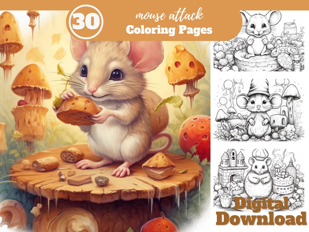 Mouse Attack Coloring Book Digital Download 30 - Etsy