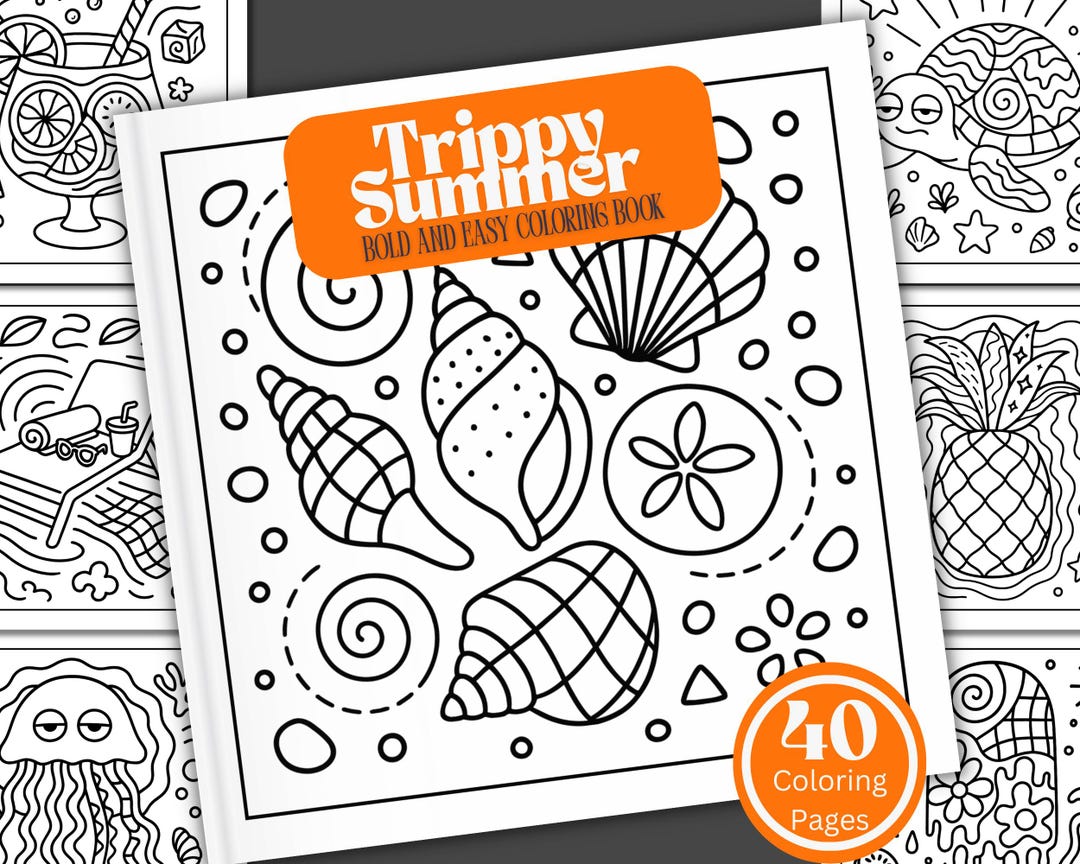 Trippy Summer Coloring Book: 40 Cutesy Kawaii Pages (digital Download ...