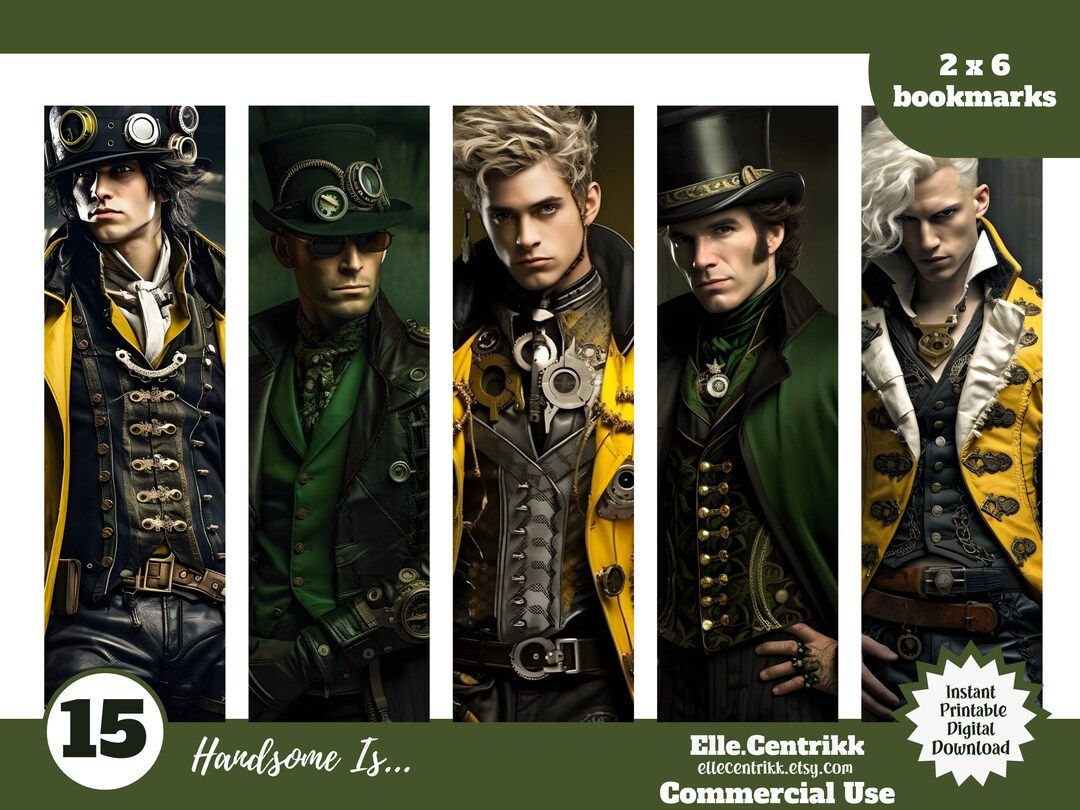 Steampunk Handsome Is...male Bookmarks Set Handsome Men - Etsy