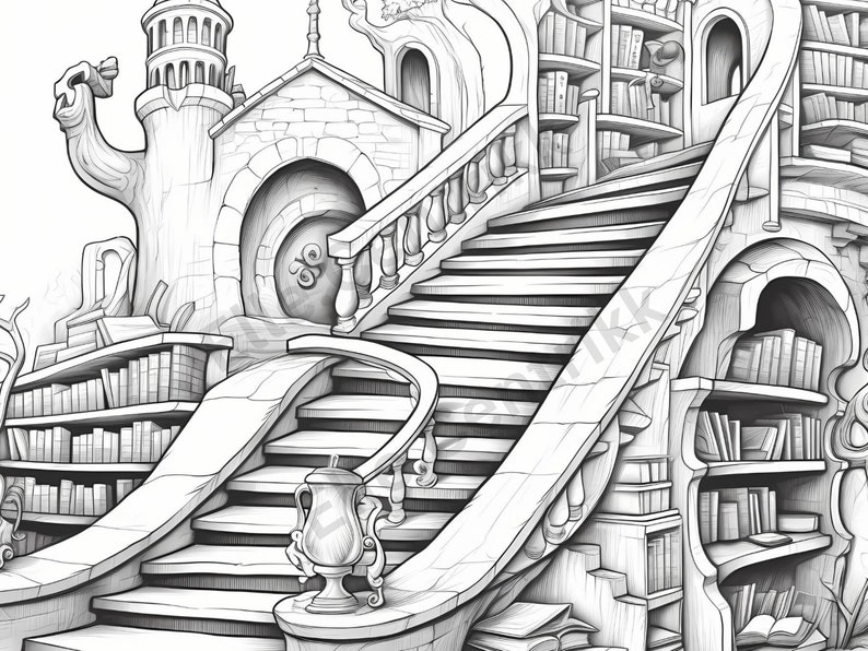 Magical School Coloring Book/30 Coloring Pages to Relax and Unwind ...