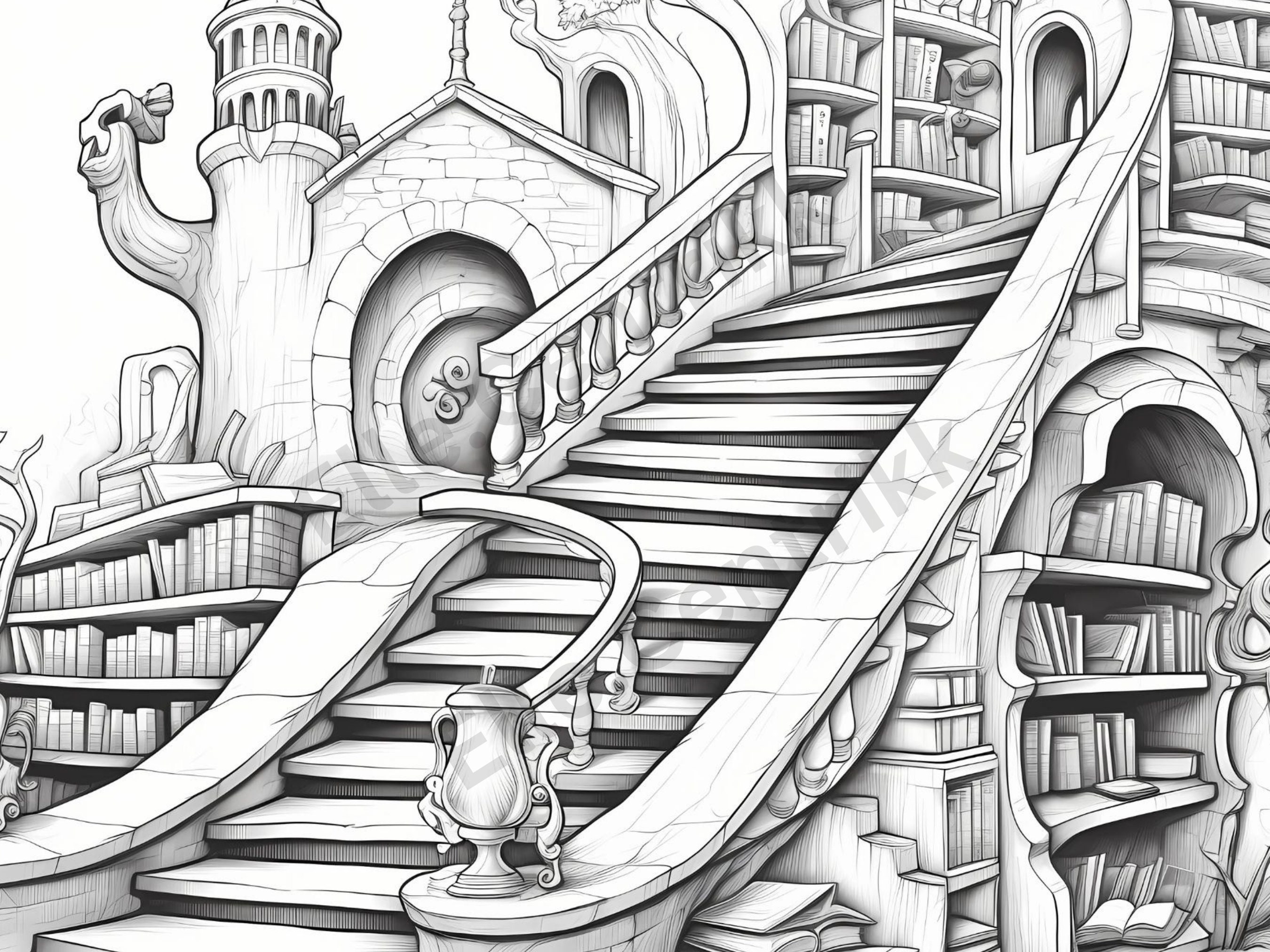 Magical School Coloring Book/30 Coloring Pages to Relax and Unwind ...