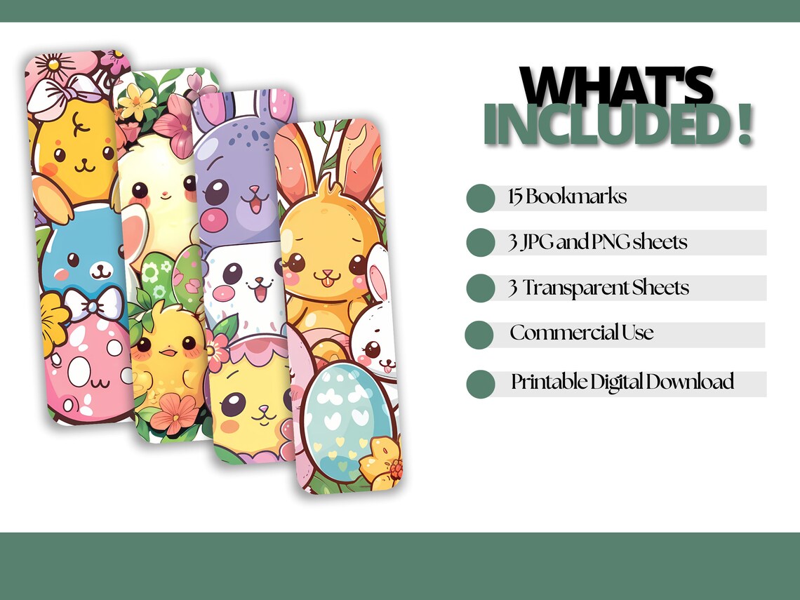 Cute Kawaii Animal Bookmarks Set of 15 Bookmarks Digital Downloads ...