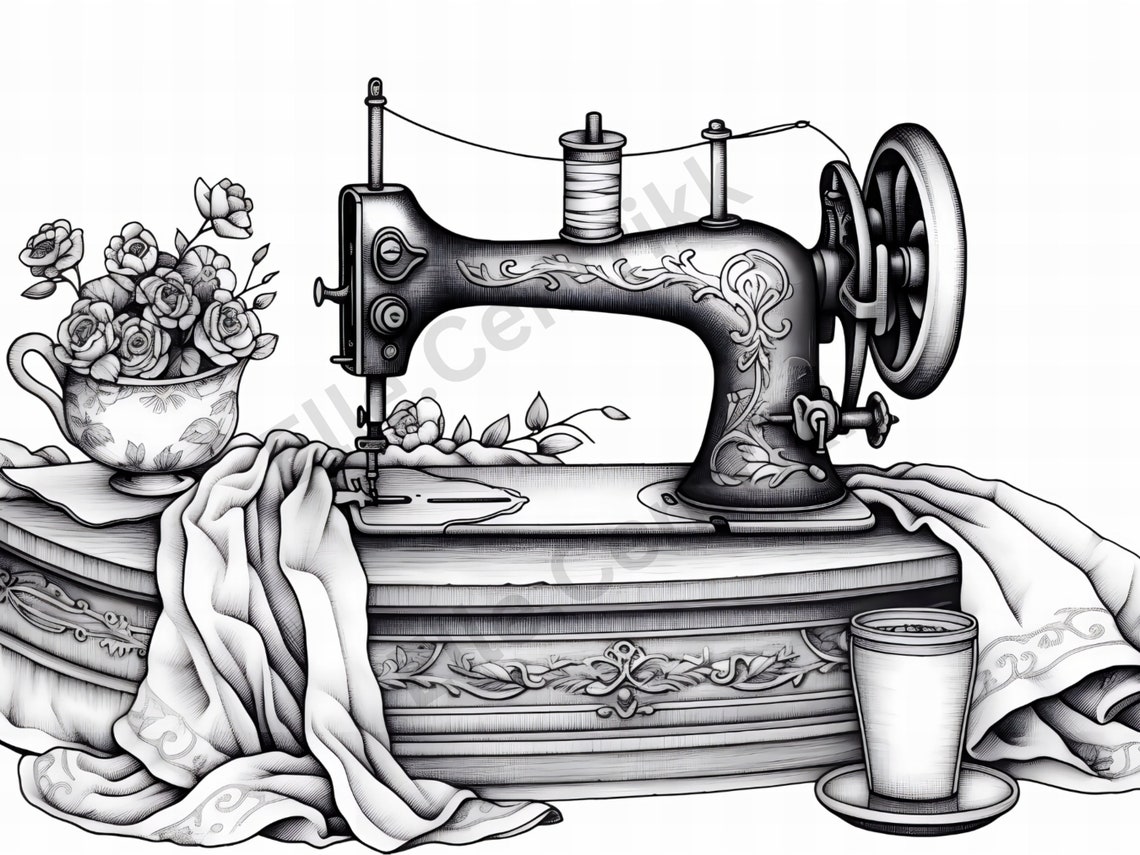 Sewing Bliss Coloring Pages Set of 25 Digital Download Adult Coloring ...