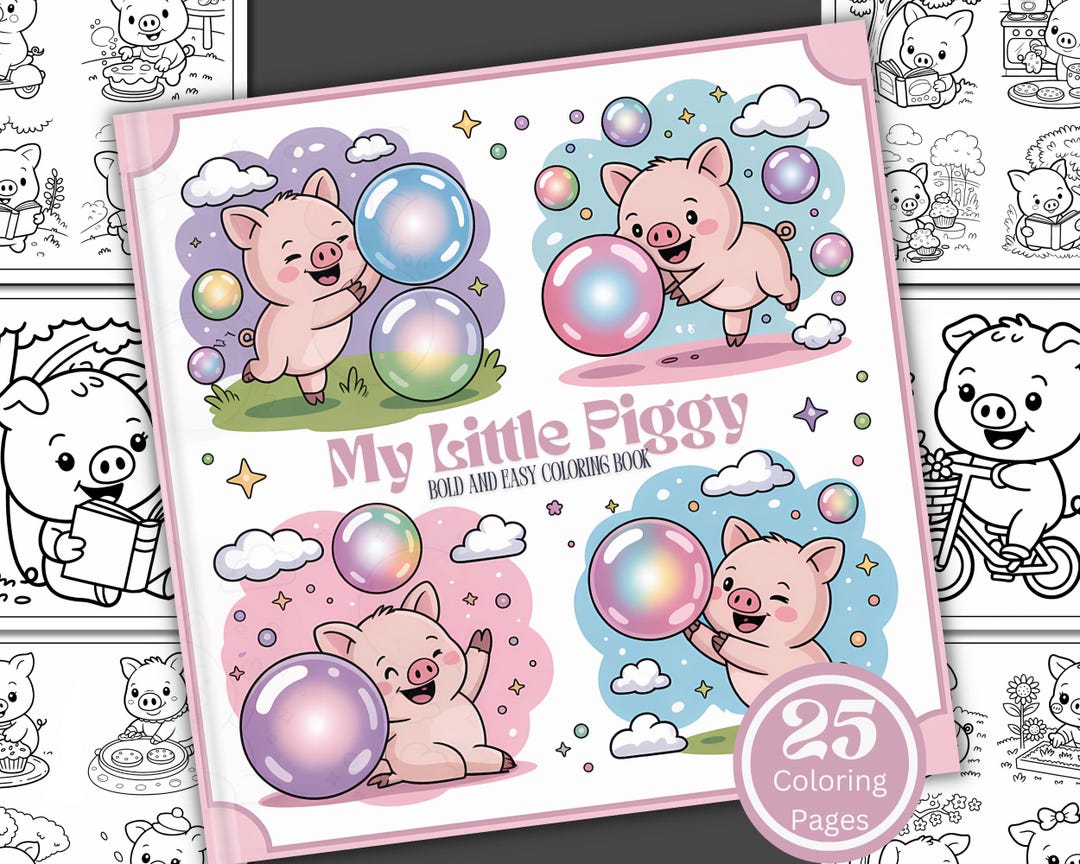 My Little Piggy Bold and Easy Coloring Book/25 Coloring Pages/digital ...