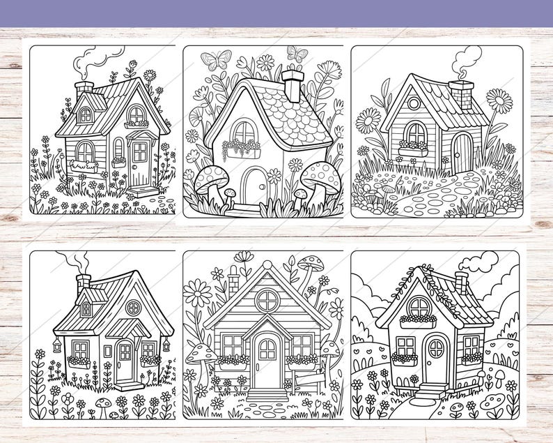 Tiny Cute Home Coloring Book/22 Coloring Pages/digital Download/cutesy ...