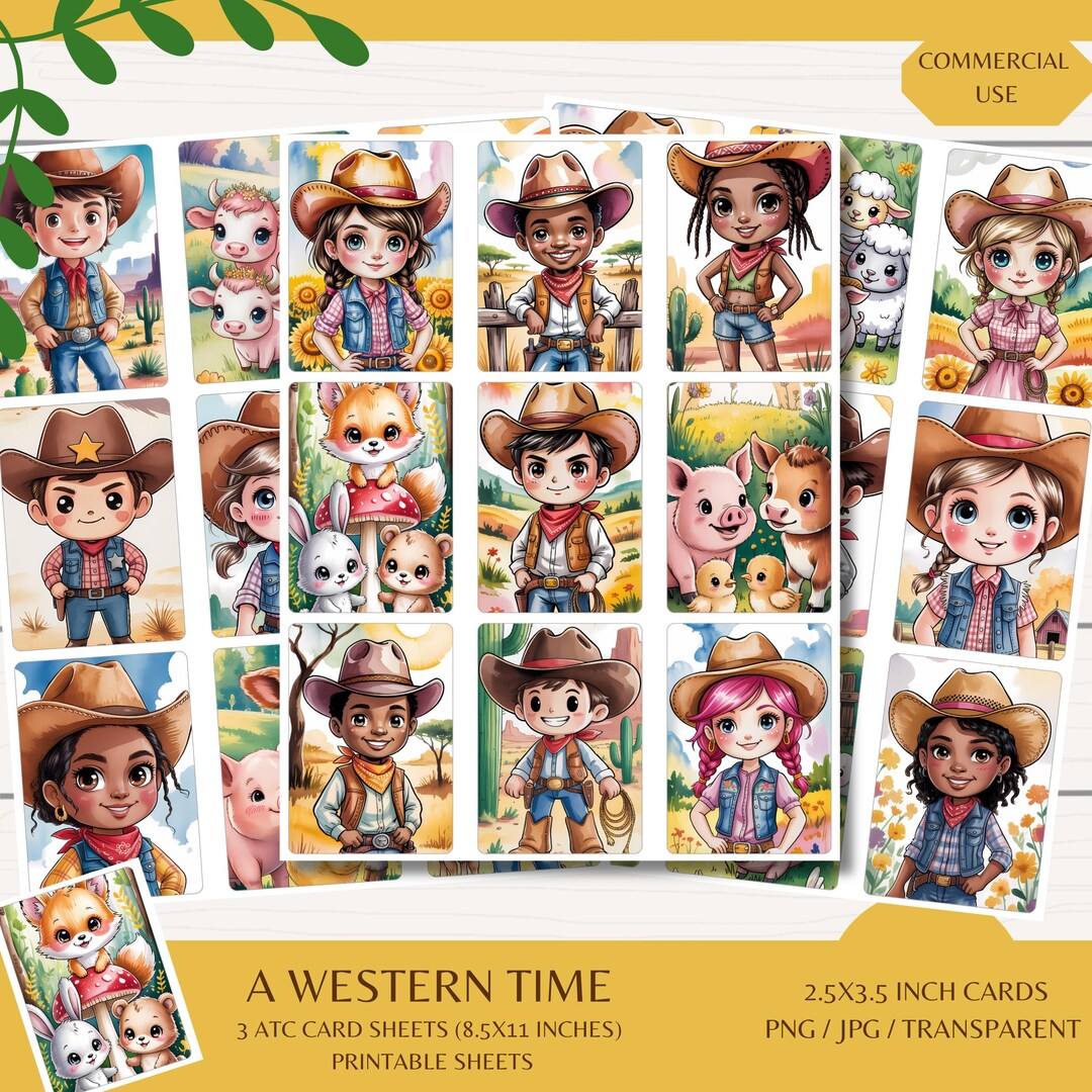 A Western Time ATC Cards: Scrapbooking Ephemera (digital Download) - Etsy