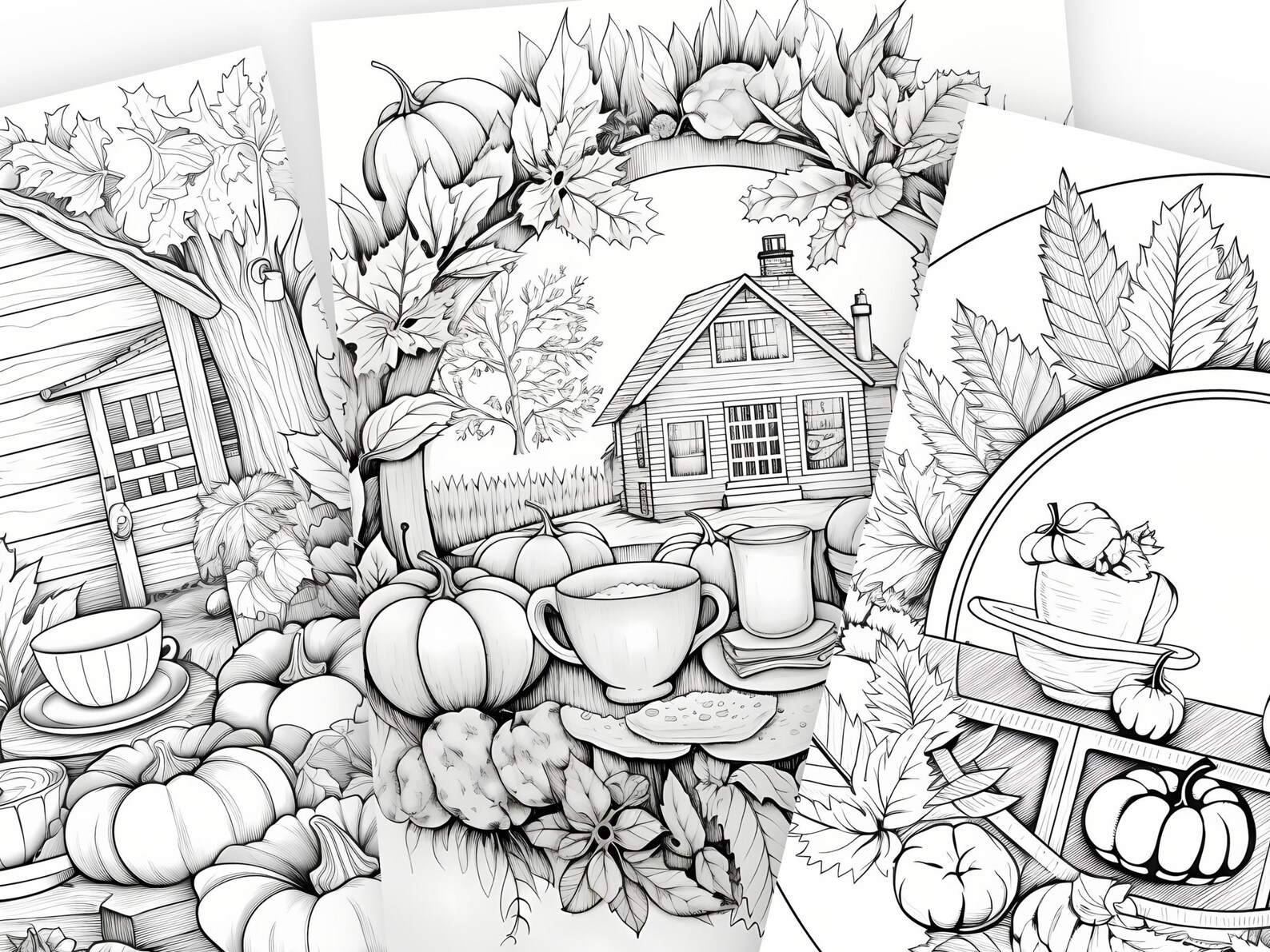 Fall Harvest Coloring Book/40 Coloring Pages to Relax and Unwind ...