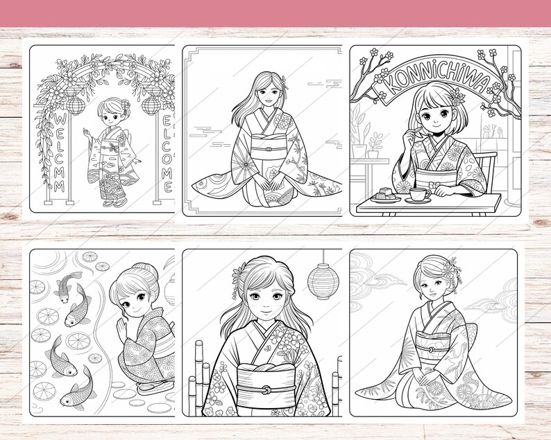 Japanese Kimono Coloring Book, 25 Kawaii Pages (digital Download) - Etsy
