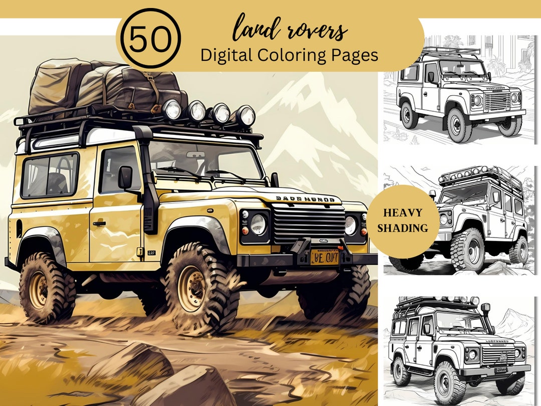 50 Land Rovers Coloring Pages Set Digital Download Coloring for Him ...