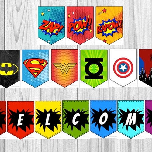 Editable Superhero Birthday Welcome Sign Boy Superheroes Party - Etsy