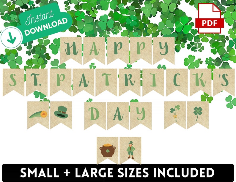 St. Patrick's Day Banner Printable / St. Patty's Decor / St. Patricks ...