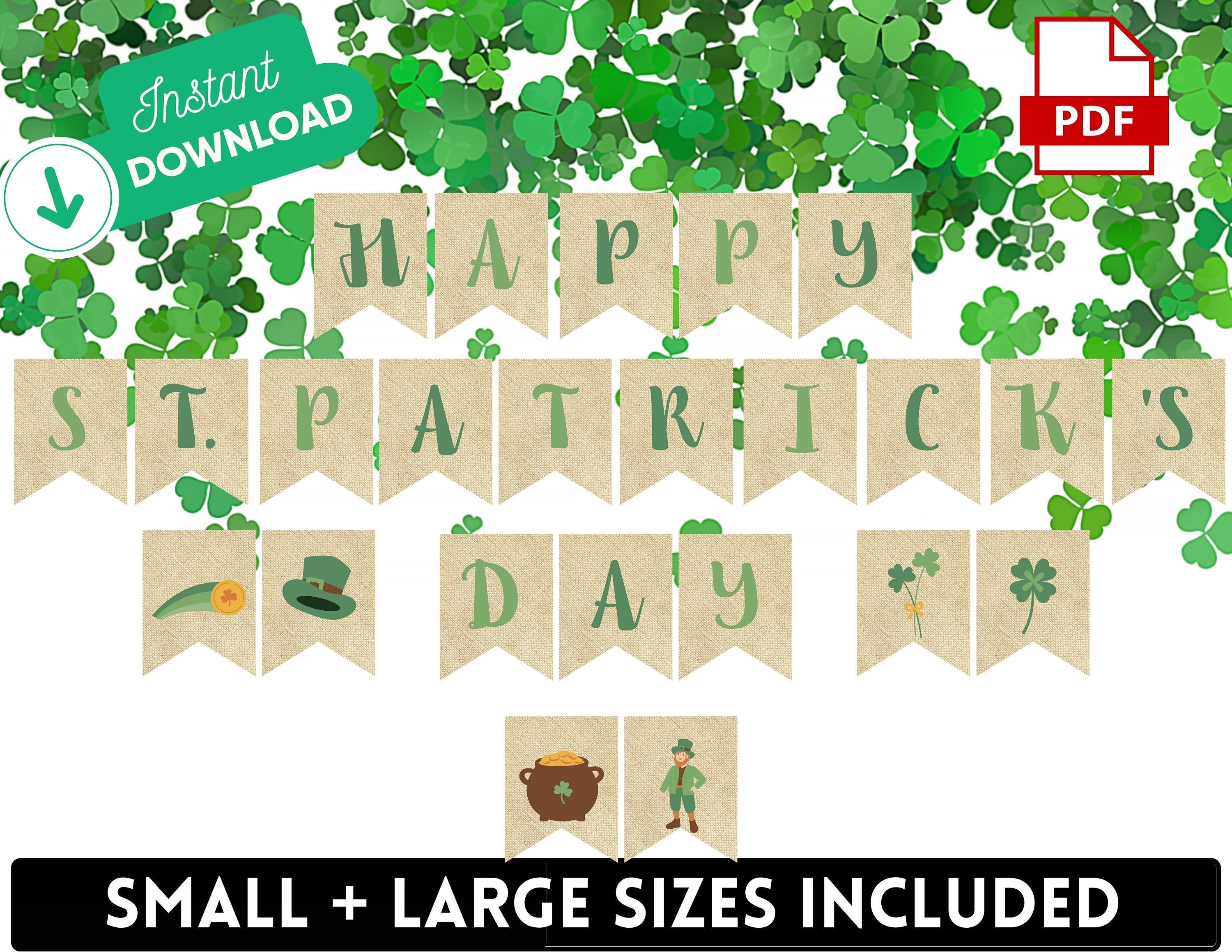 St. Patrick's Day Banner Printable / St. Patty's Decor / St. Patricks ...