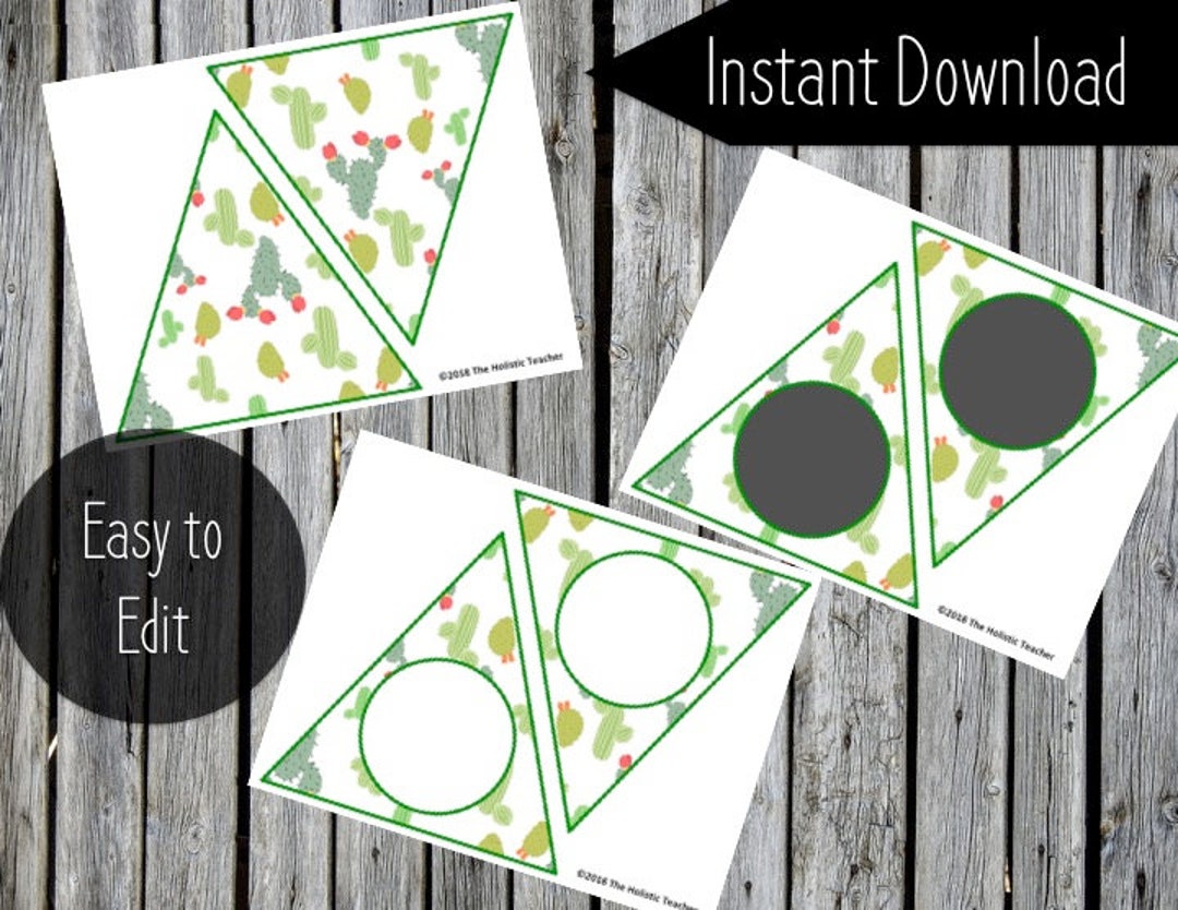 Printable Banner - Cactus/succulents - DIY Banner - Editable - Etsy