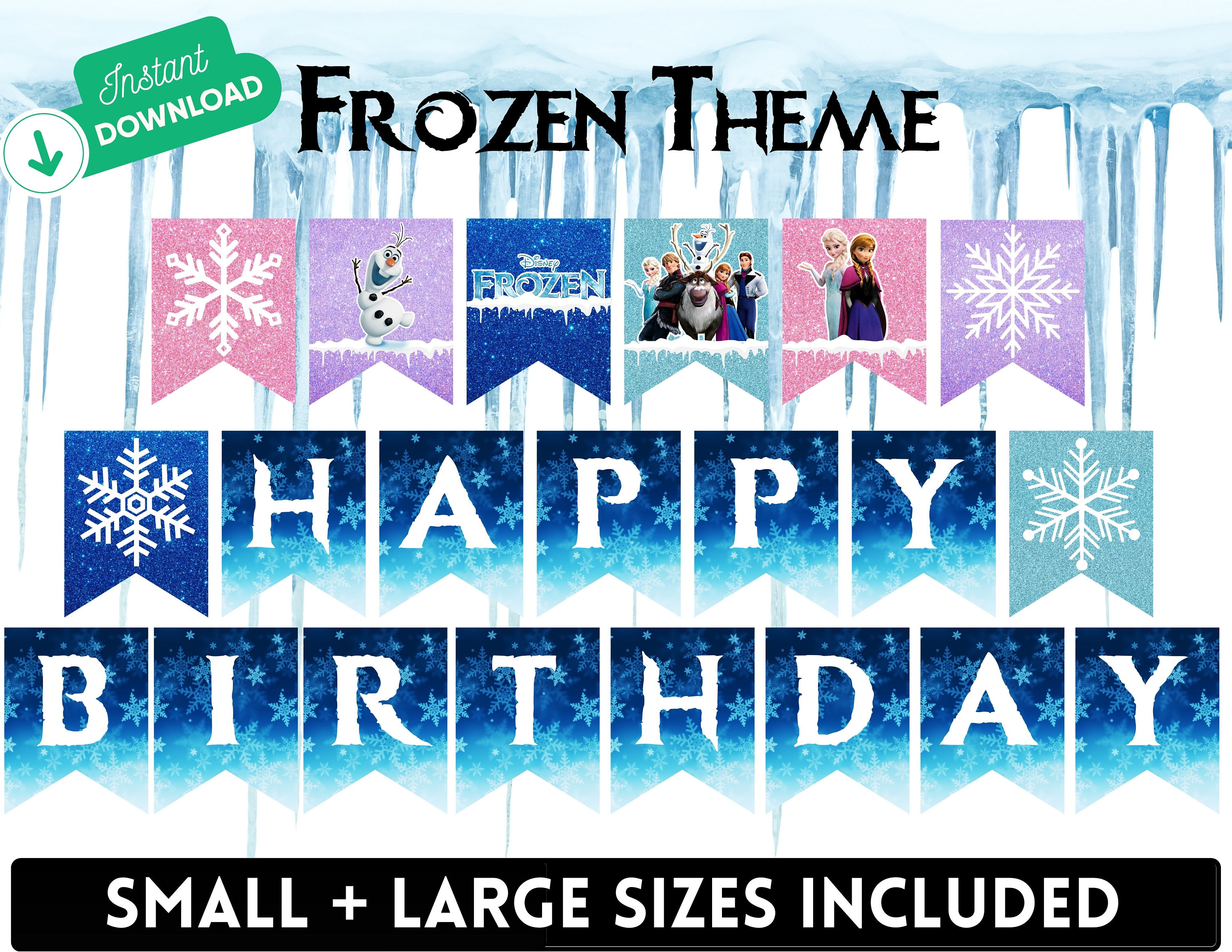 Printable Frozen Banner Frozen Birthday Happy Birthday Banner Elsa ...