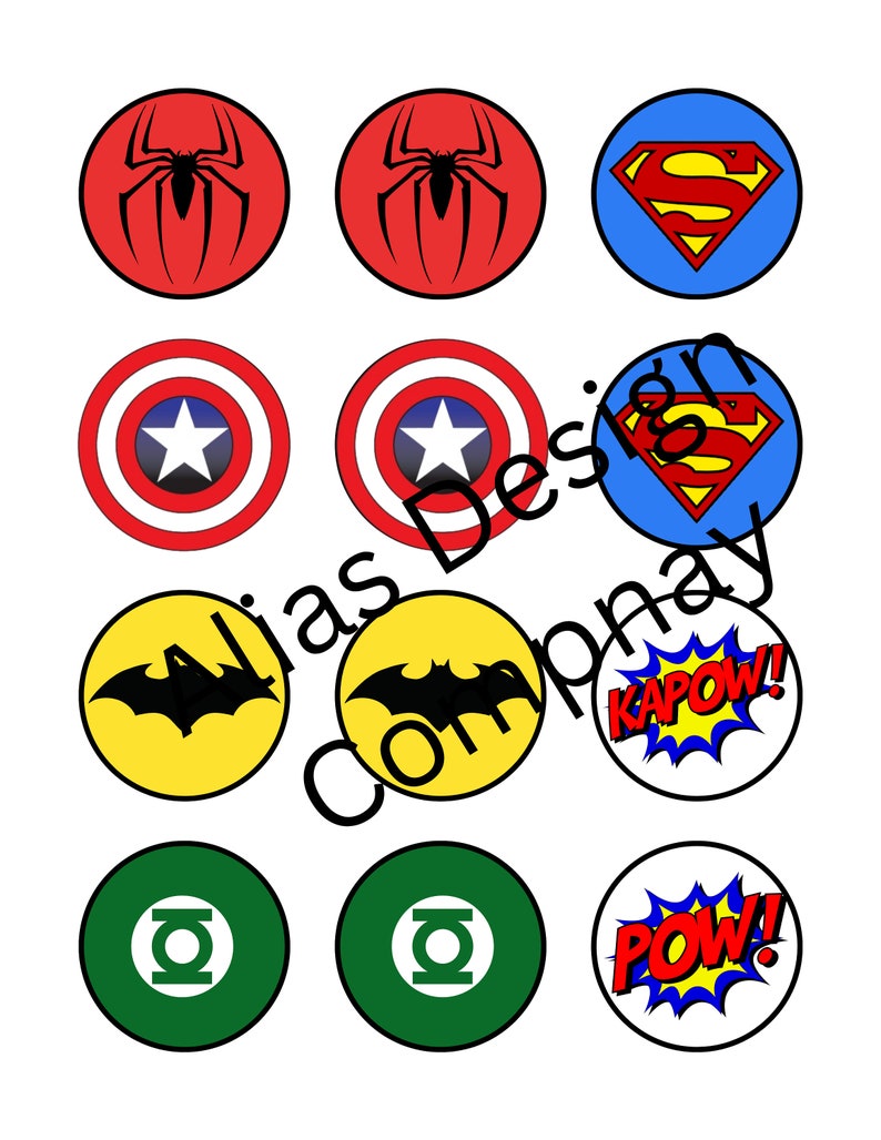 Printable Happy Birthday Superhero Cupcake Toppers, Superhero Party ...