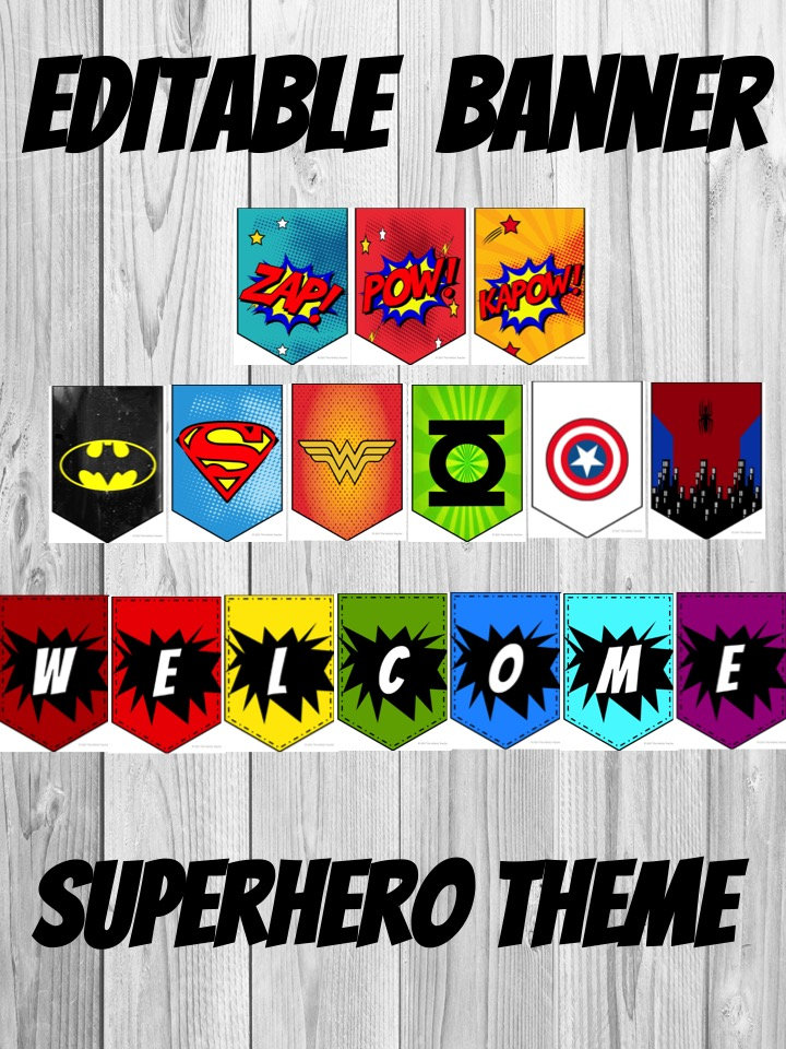 Editable Superhero Banner - Welcome Banner - - Etsy