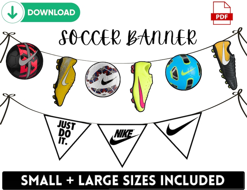 Instant Download, Soccer Banner, Soccer Birthday Banner, Soccer Party ...