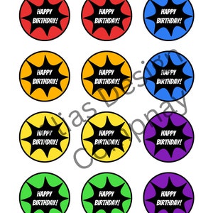 Printable Happy Birthday Superhero Cupcake Toppers, Superhero Party ...