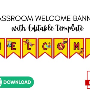 Printable Superhero Kids Theme Classroom Welcome Banner Editable - Etsy