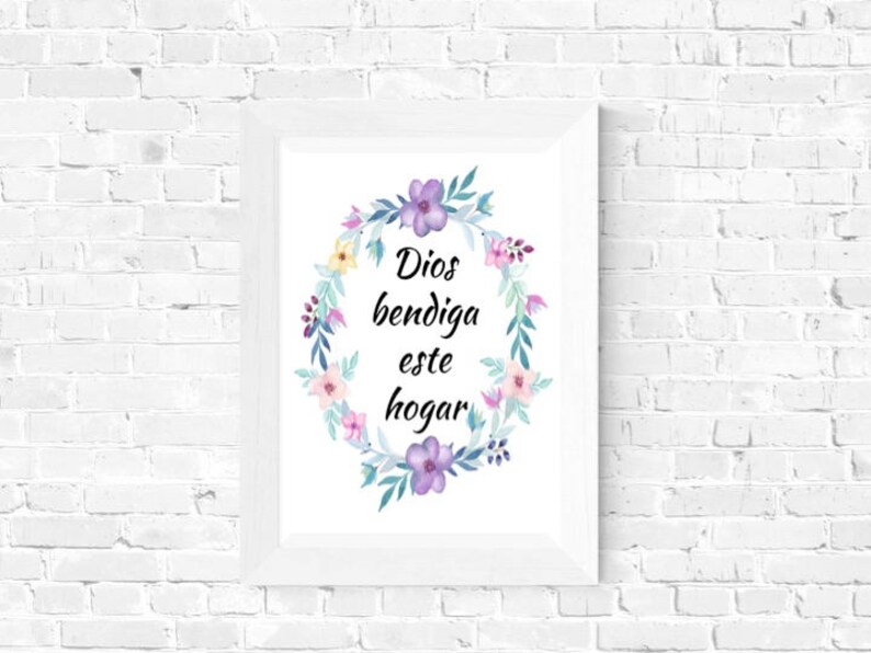 Dios Bendiga Este Hogar, Spanish Print, Spanish Printable Wall Art ...