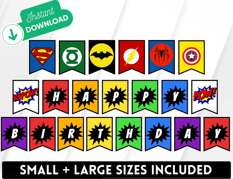 Happy Birthday Superhero Banner Superhero Party Printable Superhero ...