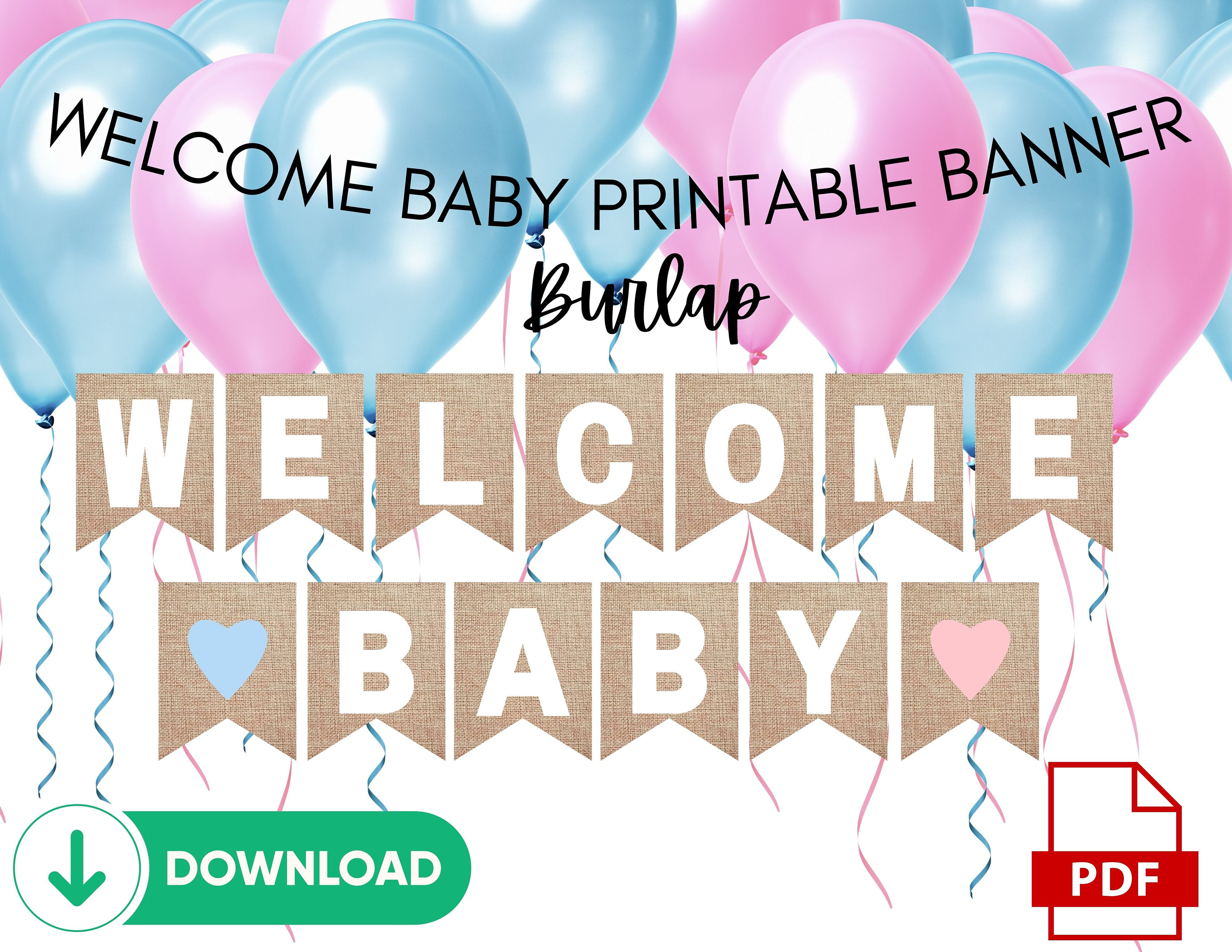 Welcome Baby Banner, Digital Baby Shower Banner, Burlap-print Banner ...