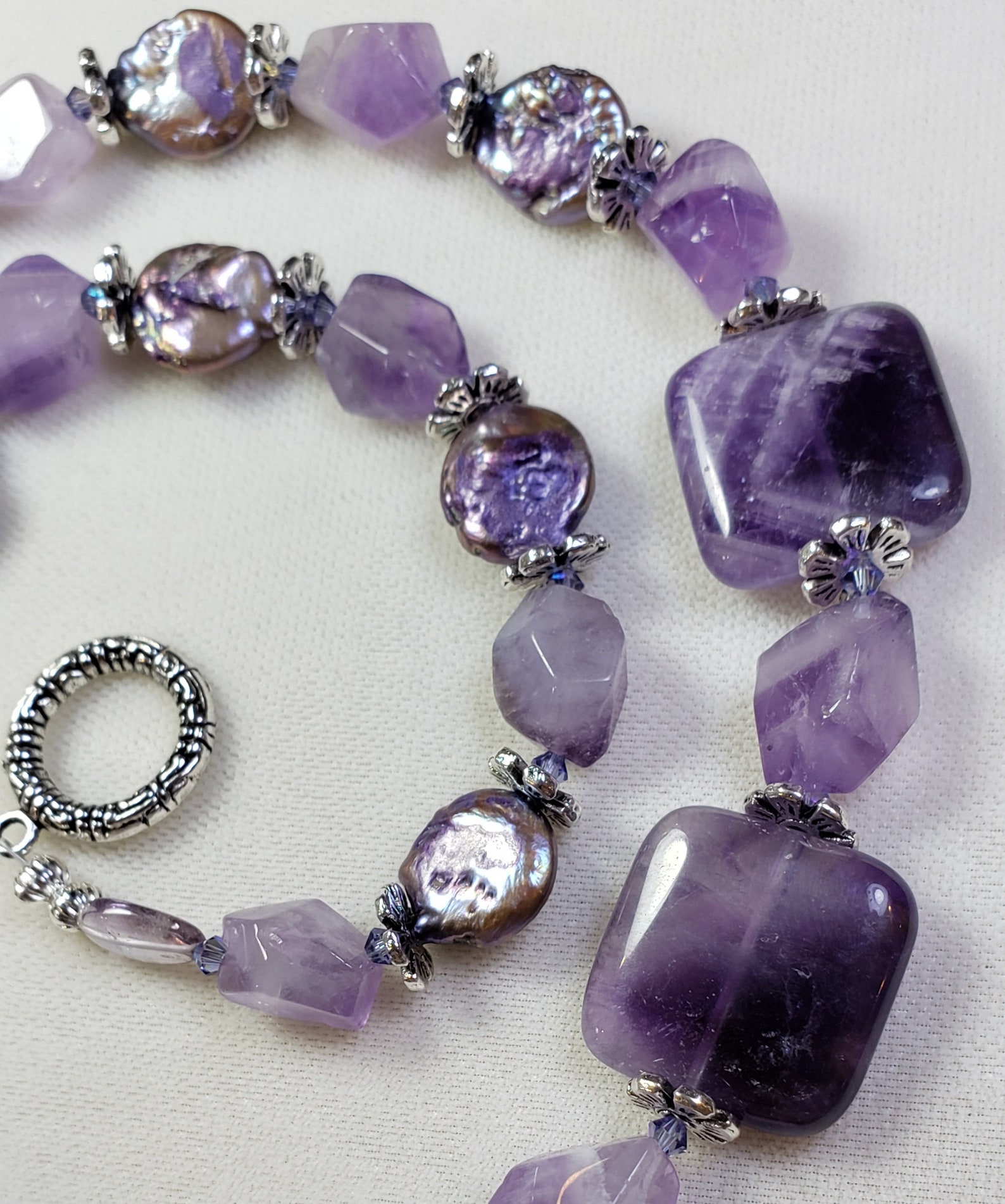Polymer Clay Koi Fish Necklace , Statement Amethyst and Pearls - Etsy