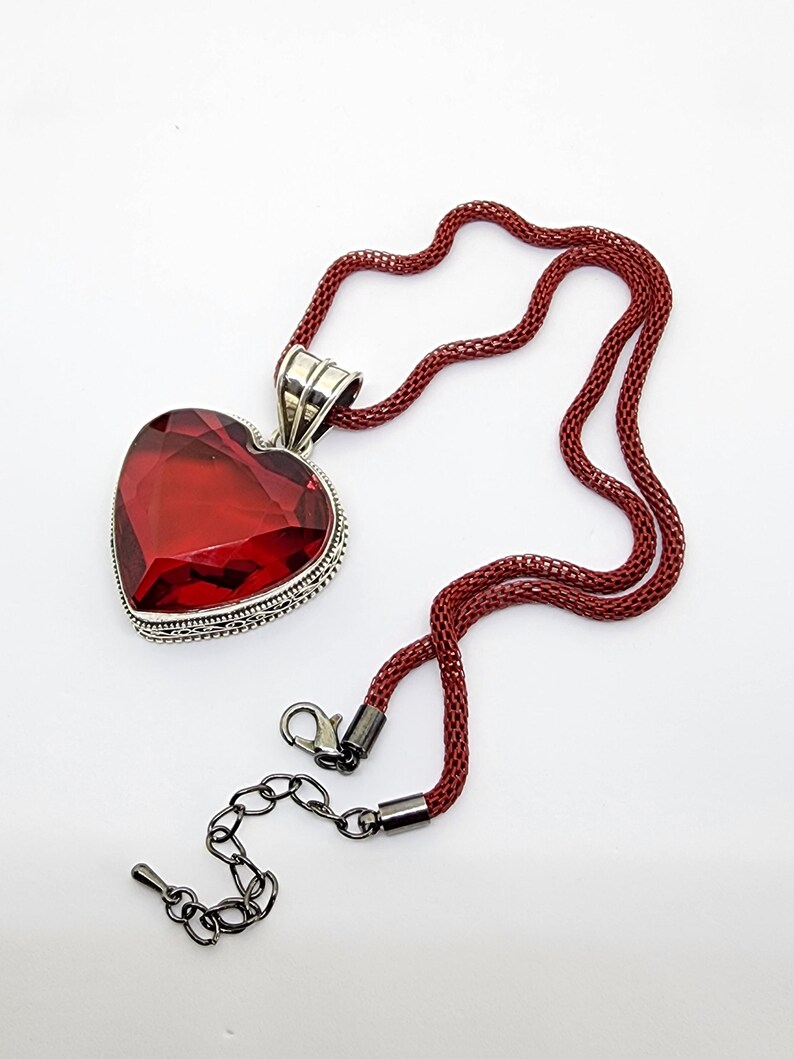 Red Crystal Glass Heart Pendant Necklace, Valentine Jewelry - Etsy