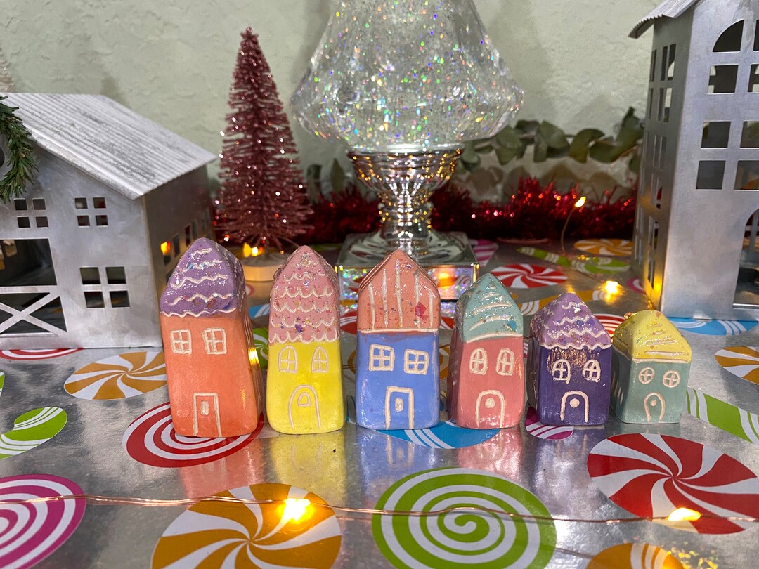 Colorful Mini House Set of 6 - Etsy