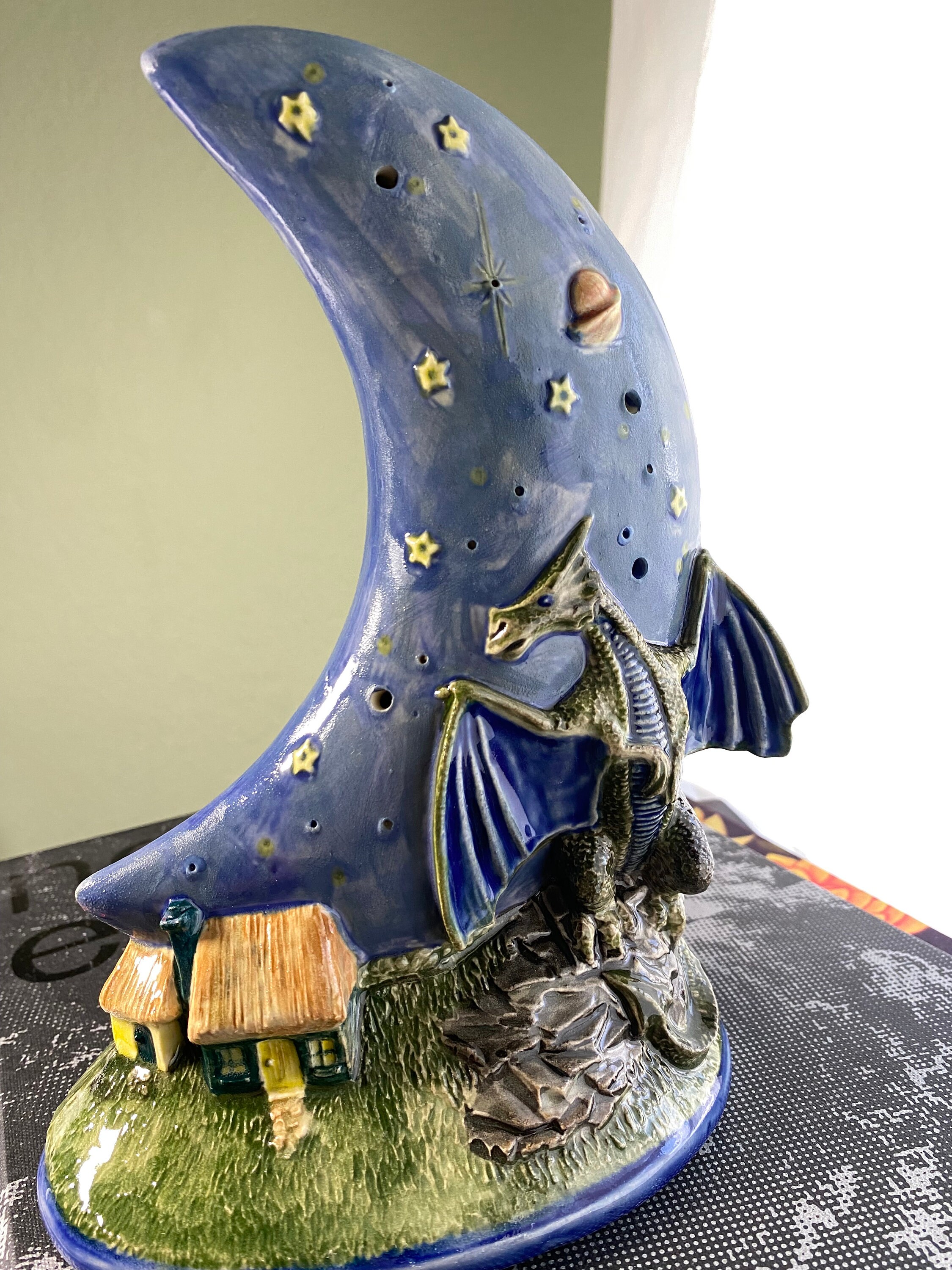 Dragon Castle Moon Decor Statue Nursery Kids Room - Etsy