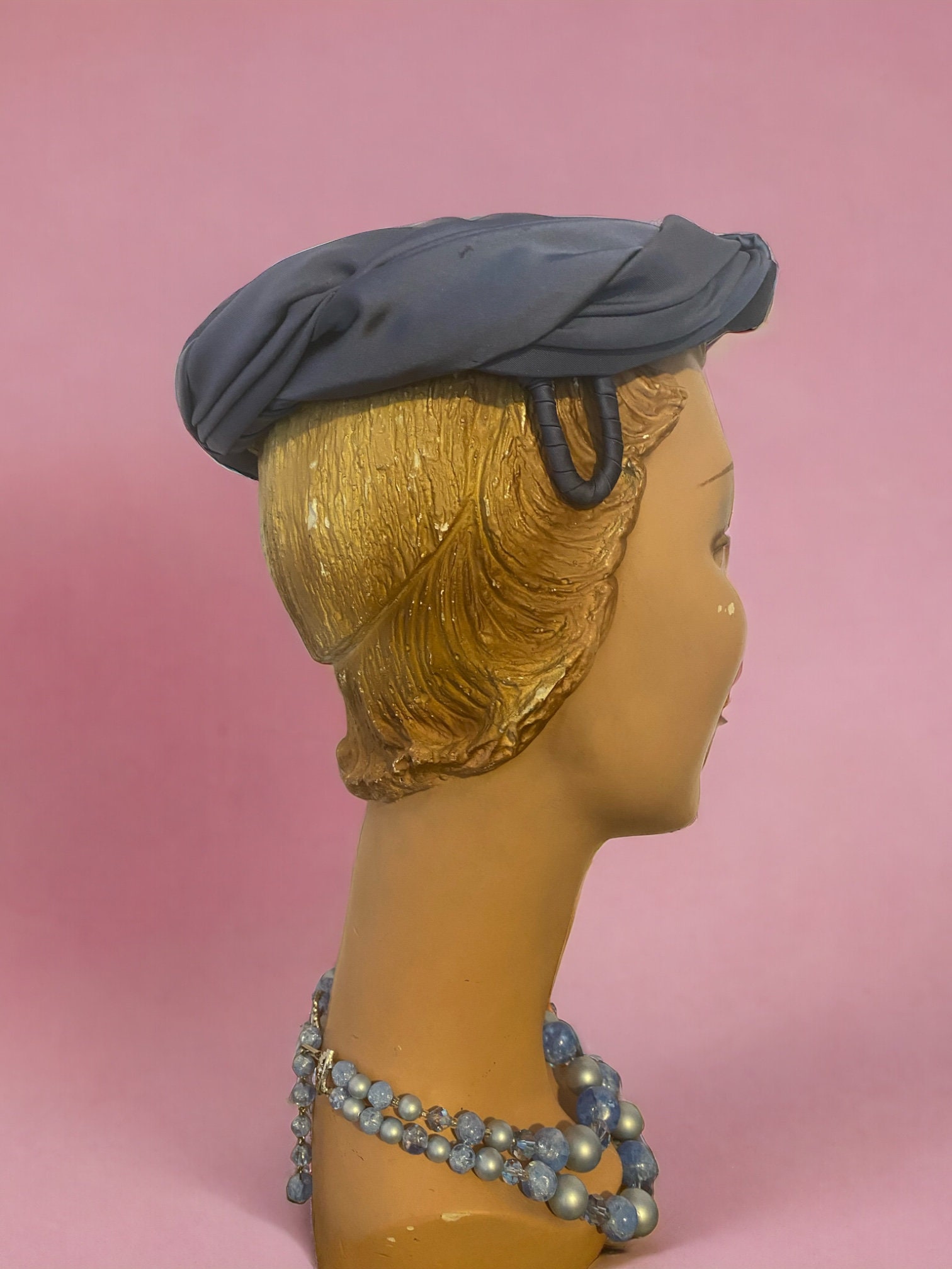 Vintage 1950s - 1960s Periwinkle and Fuchsia Satin Hat Millinery Modes ...
