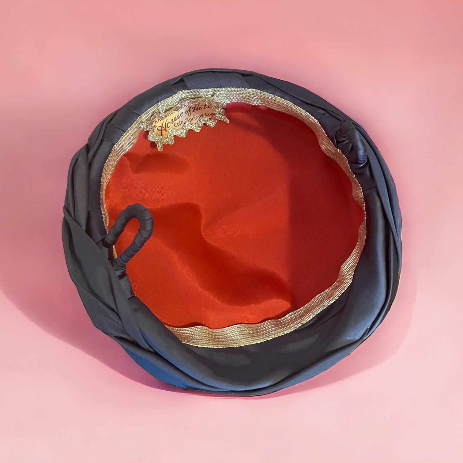 Vintage 1950s - 1960s Periwinkle and Fuchsia Satin Hat Millinery Modes ...