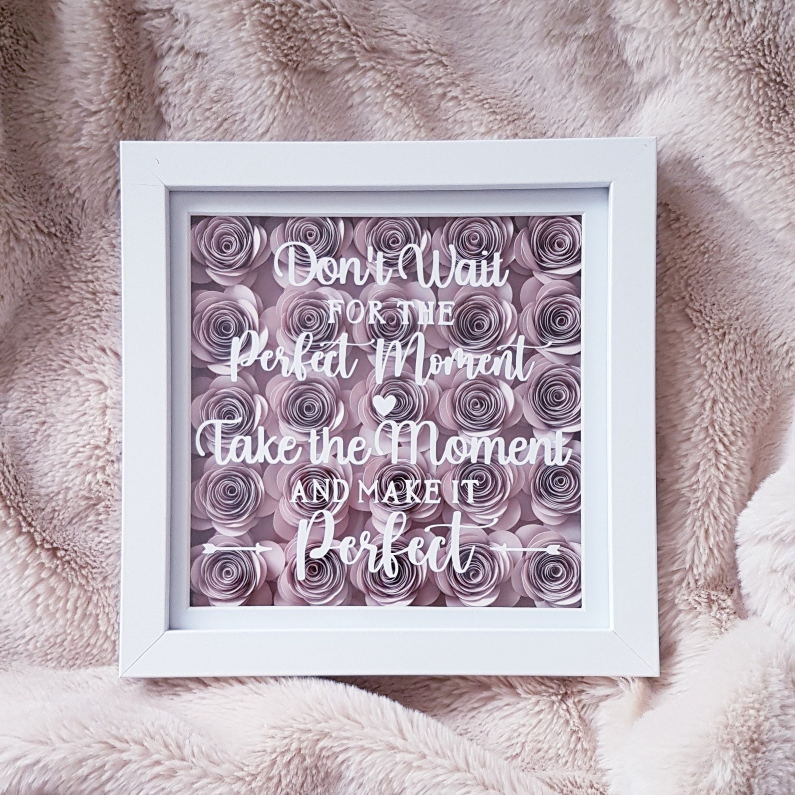 3D Paper Flowers Shadow Box | Personalised With Quote of Your Choice - Etsy