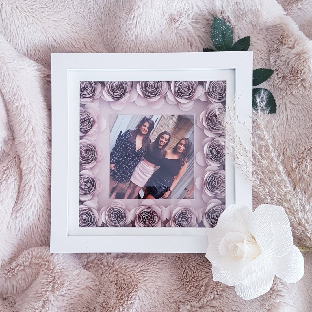 3D Shadow Box Frame Floral Border With Photo - Etsy