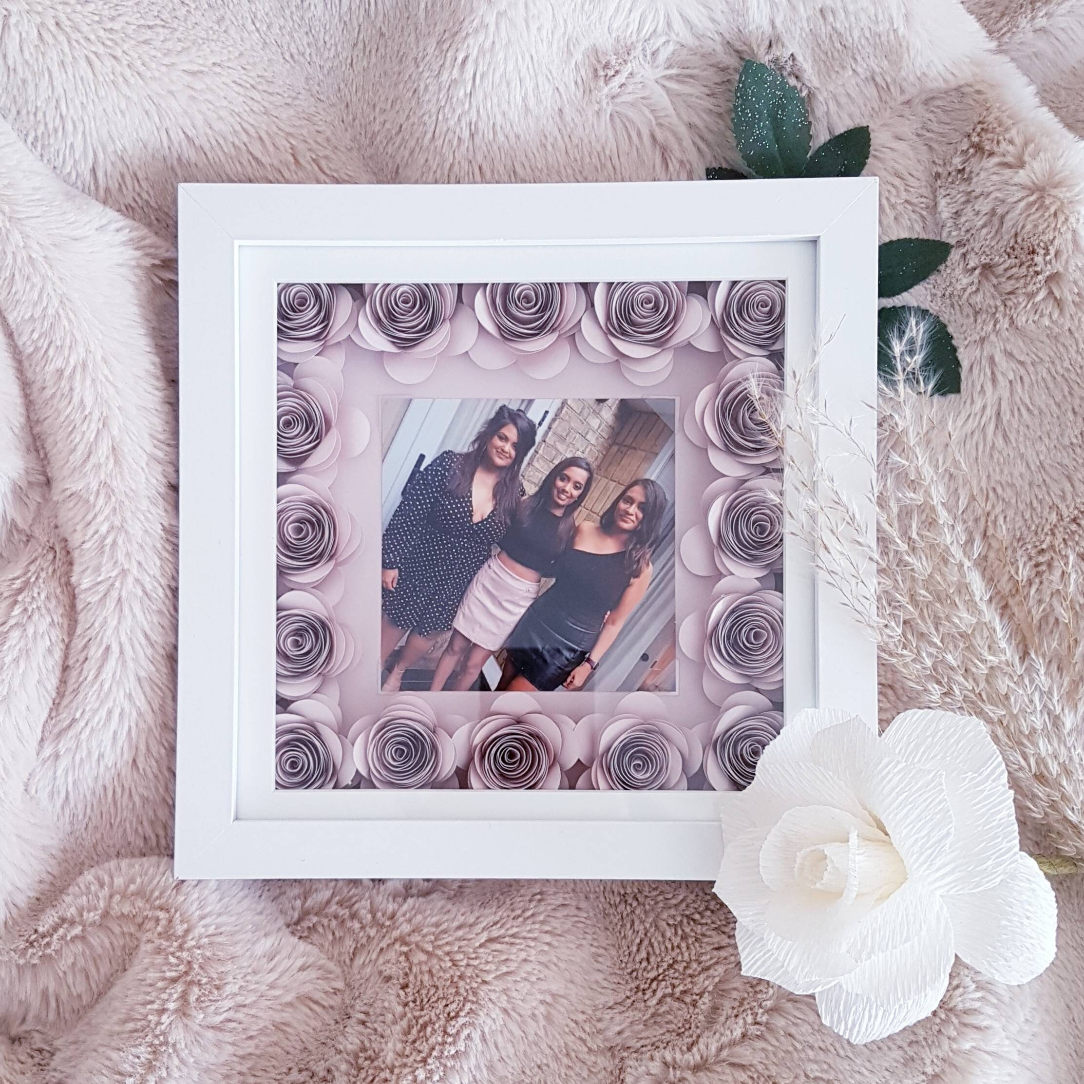 3D Shadow Box Frame Floral Border With Photo - Etsy