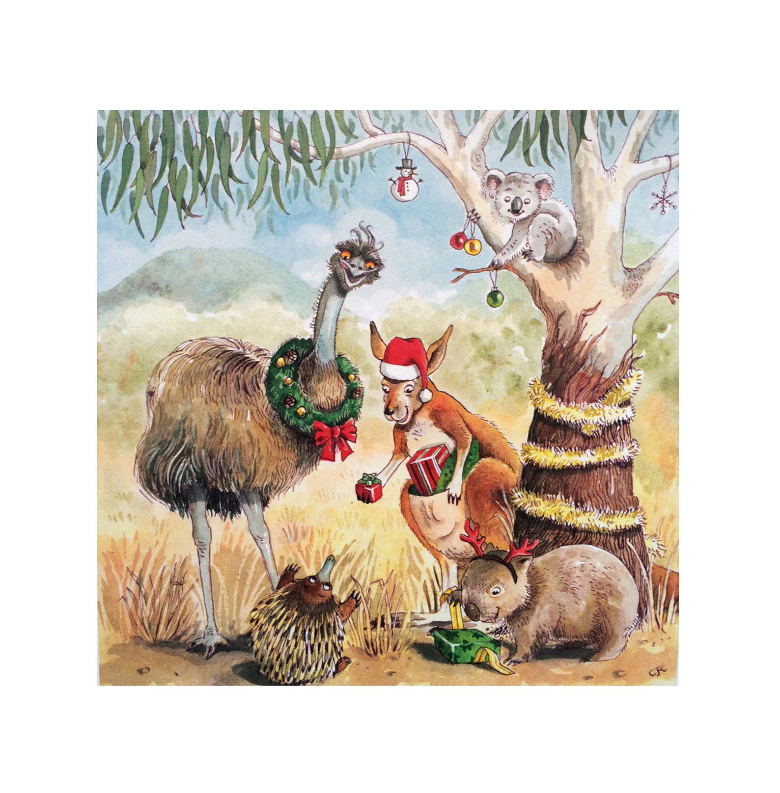 Australian Christmas Card, Australian Animals, Hand Illustrated ...