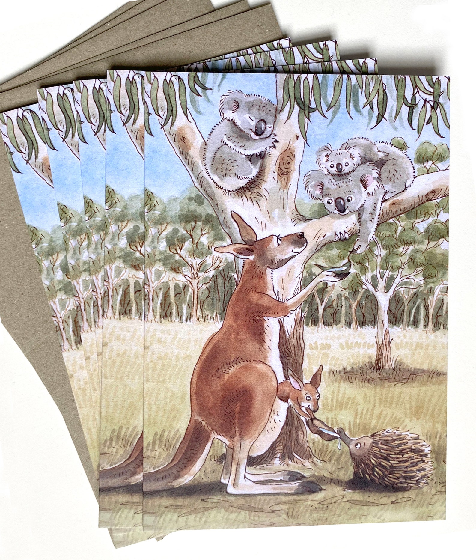 Greeting Cards Pack of 5 Australian Animals Australian - Etsy