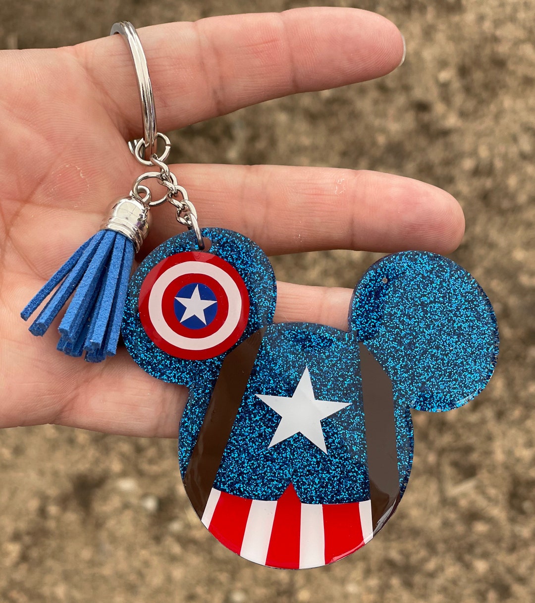 Captain America Keychain, Mousehead Keychain, Superhero Keychain ...