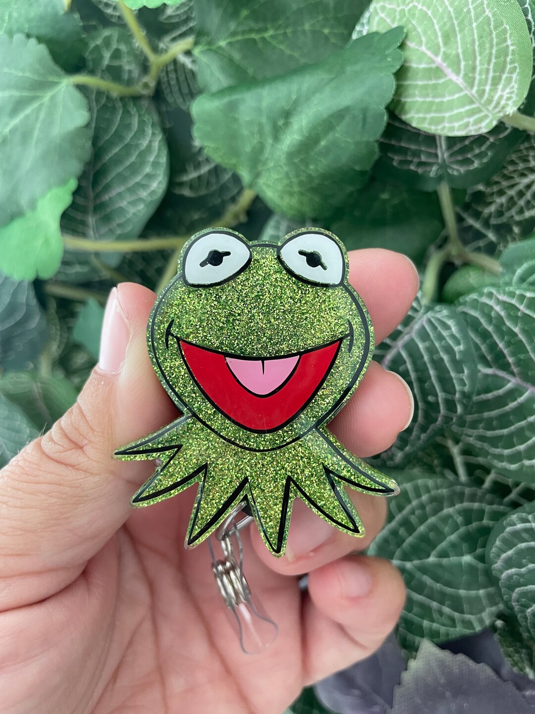 Kermit the Frog Badge Reel, RN ID Holder, Glitter Nurse Badge Reel ...