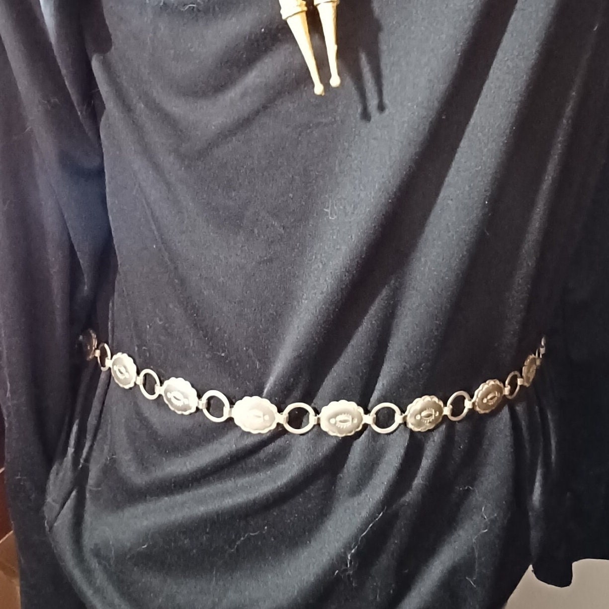 Vintage Adjustable Concho Belt With Etched Oval Shaped Scalloped ...