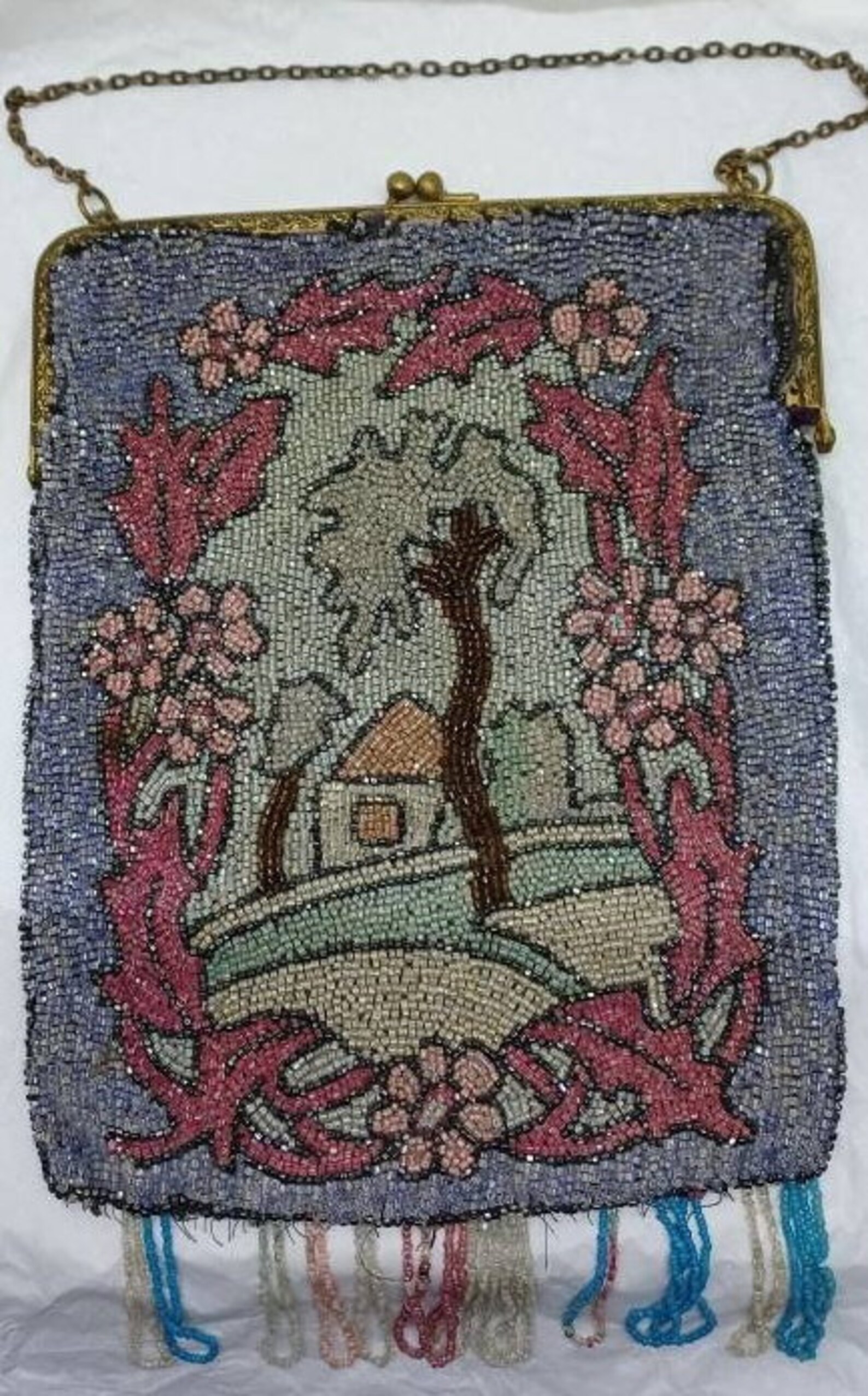 A Beautiful Antique Beaded Purse With A Goldtone Frame and A - Etsy